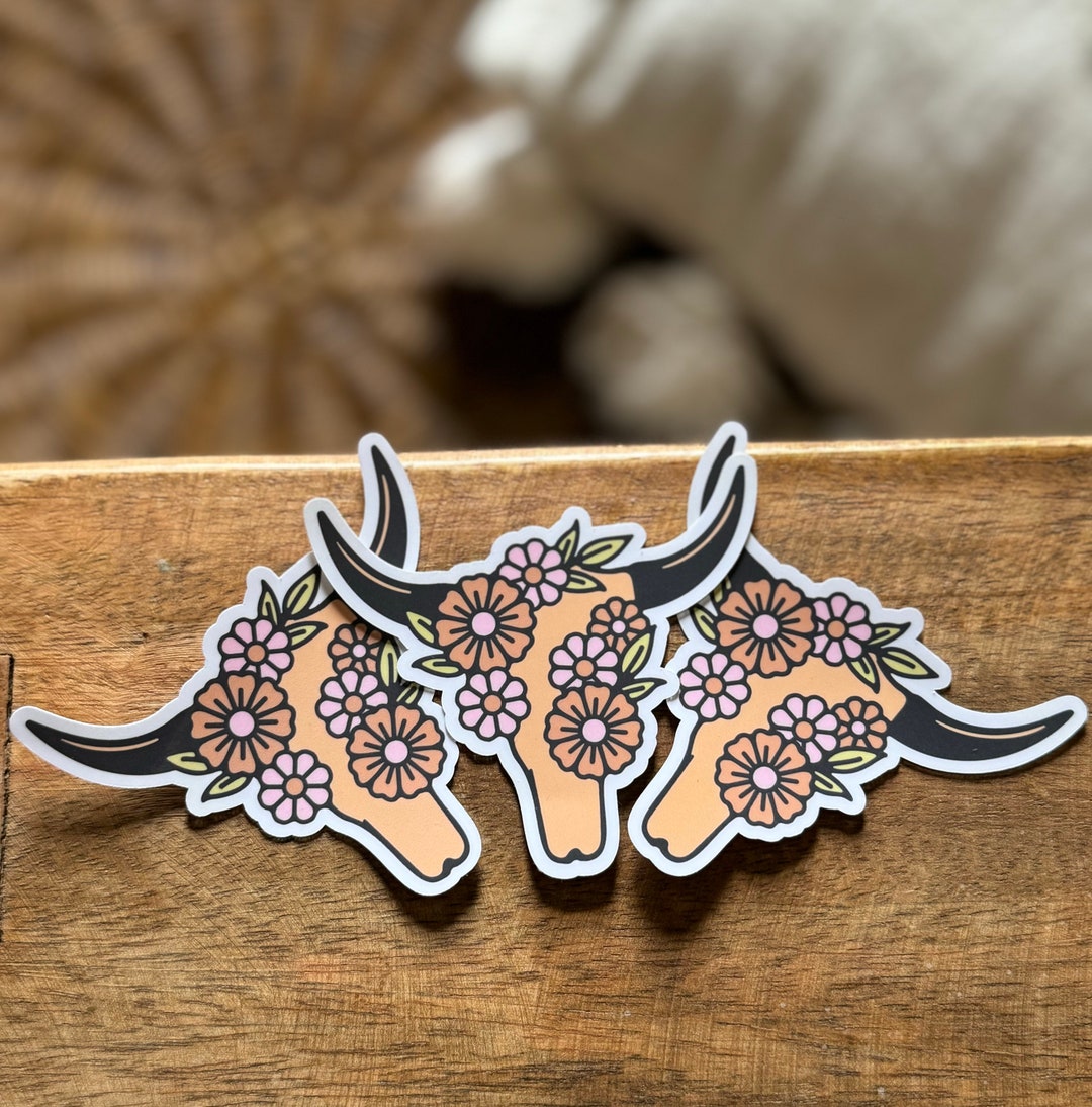 Floral Longhorn Sticker: Pink Cowgirl, Retro Western Style - Etsy