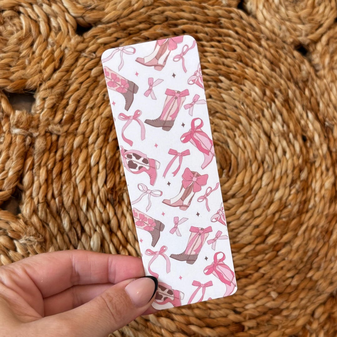 Laminated Bookish Bookmark Pink Cowgirl Coquette Bookmark Girly ...