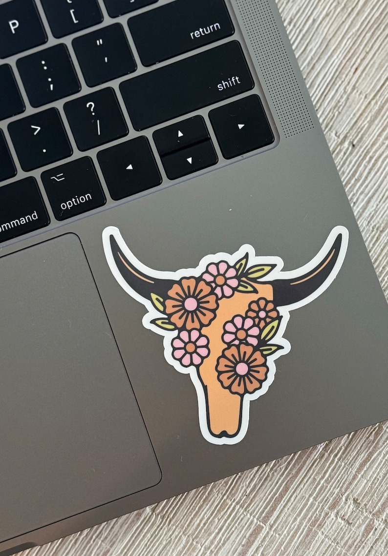 Sticker Longhorn Flowers Sticker Pink Cowgirl Sticker Kindle Skin ...