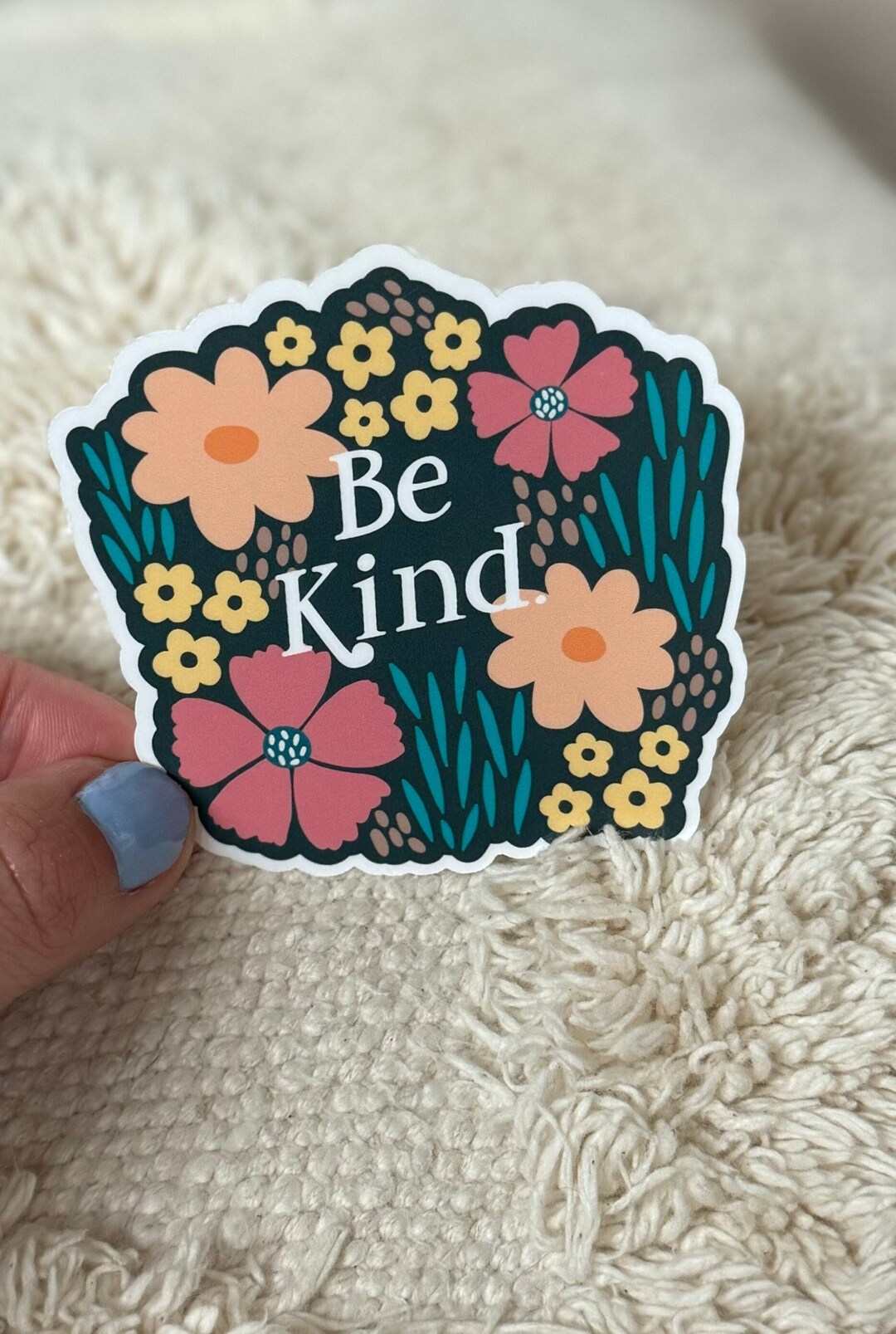 Be Kind Floral Sticker: Waterproof Laptop Decal - Etsy