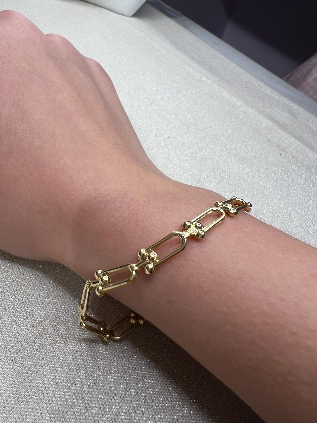 Pure 18ct Gold Flat Hardware Bracelet - Etsy