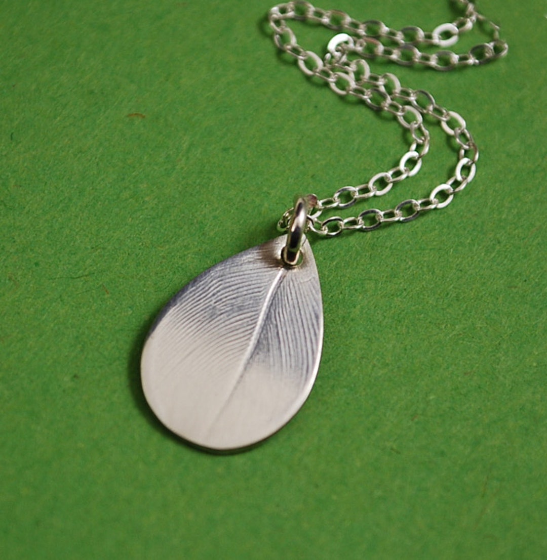 Silver Dew Drop Necklace, Real Nature Impression - Etsy