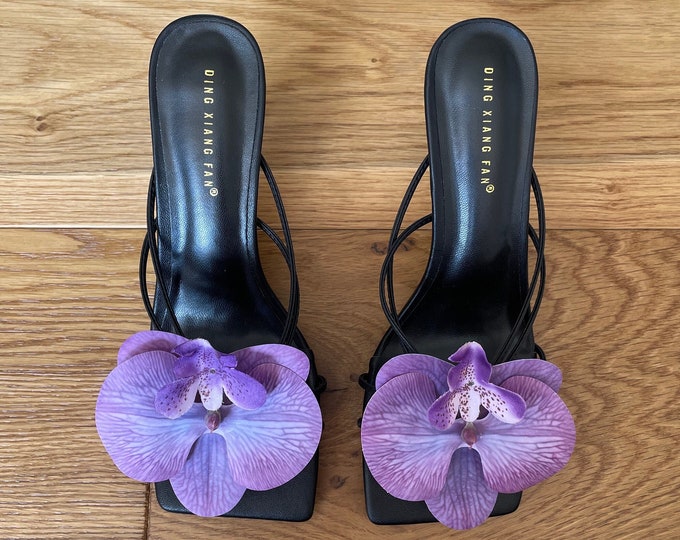 Royal Purple Orchid Flower Heels Sandals - Etsy
