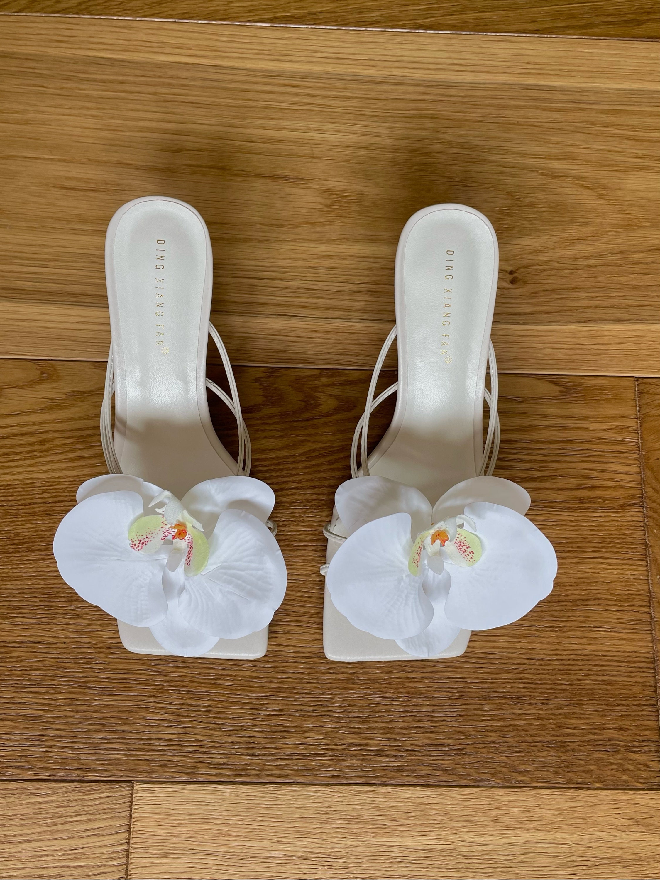 White Handmade Orchid Flower Heels Sandals - Etsy