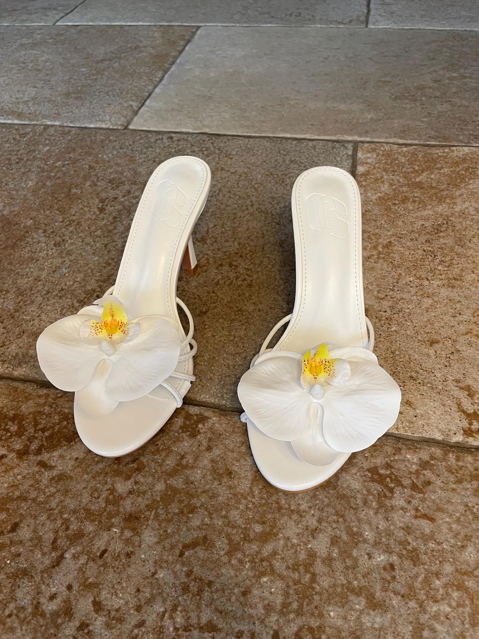 White Handmade Orchid Flower Heels Sandals - Etsy