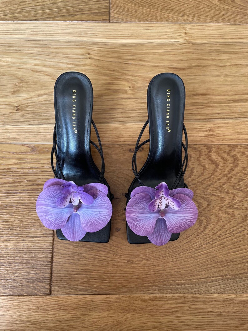 Royal Purple Orchid Flower Heels Sandals - Etsy
