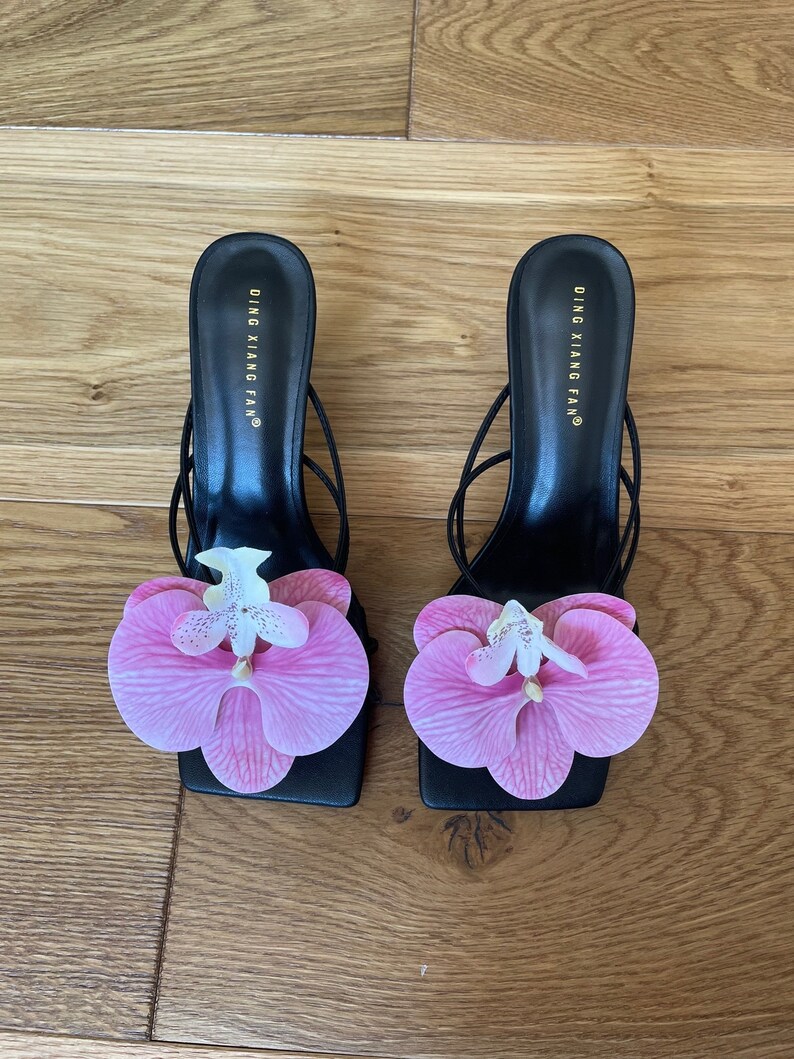Baby Pink Orchid Flower Heels Sandals - Etsy
