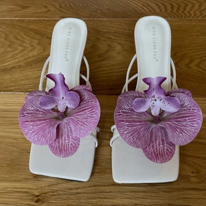 Mauve Orchid Flower Heels Sandals - Etsy