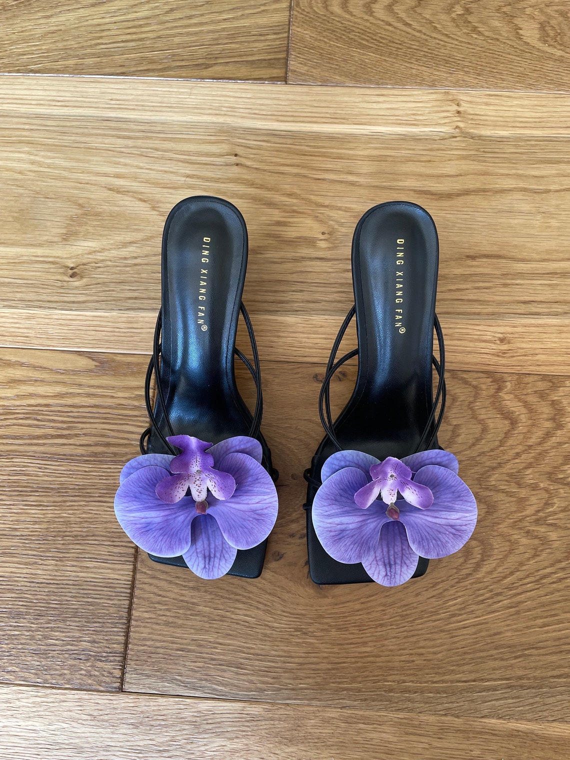 Indigo Orchid Flower Strappy Heels Sandals - Etsy