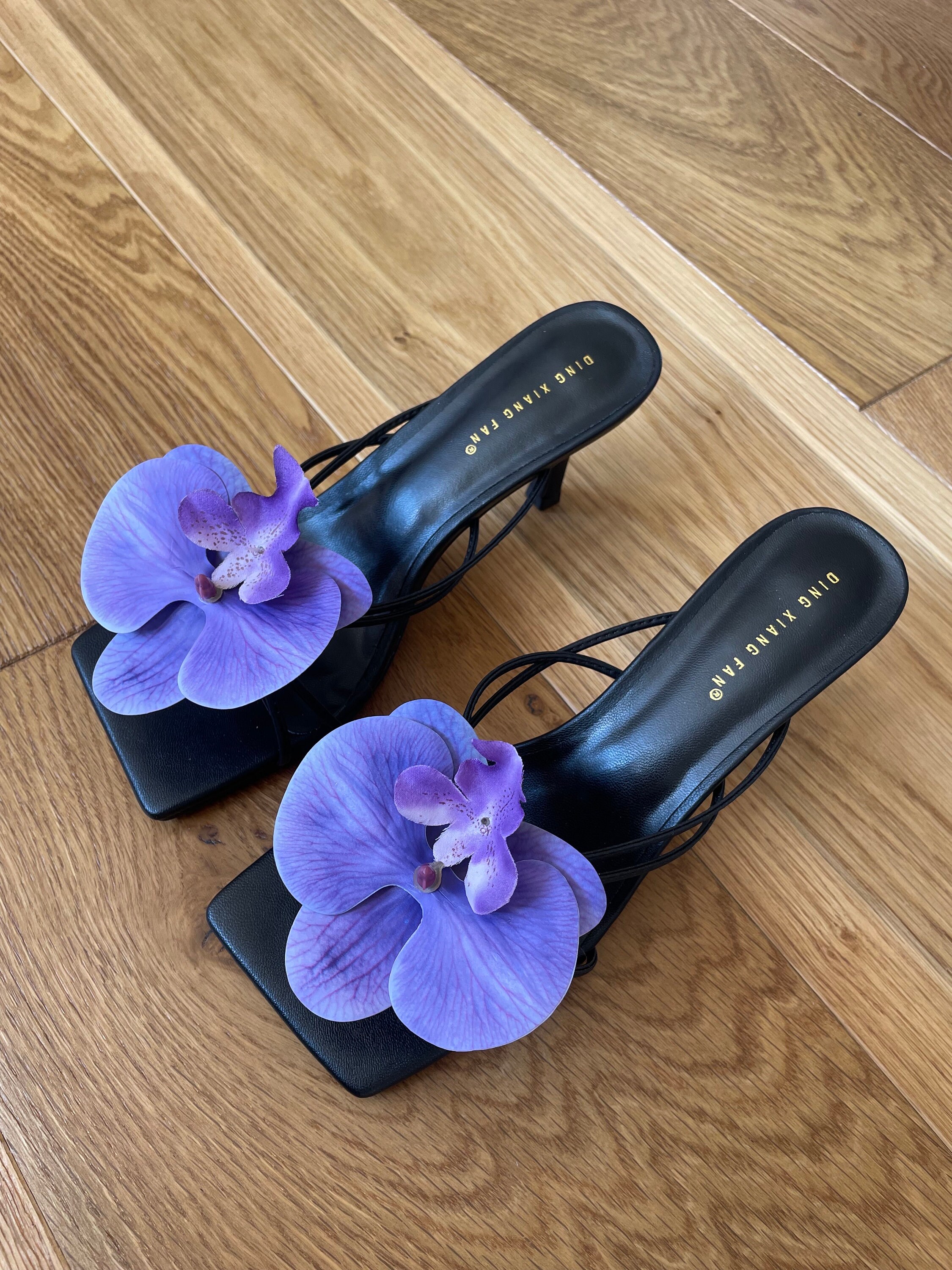 Indigo Orchid Flower Strappy Heels Sandals - Etsy