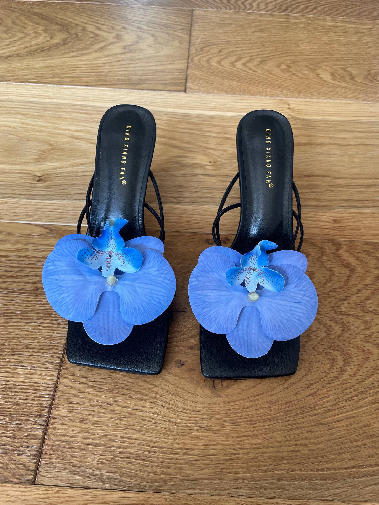Blue Orchid Flower Heels Sandals - Etsy