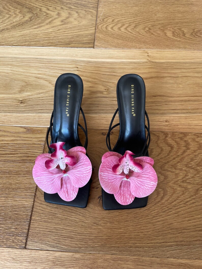Soft Red Orchid Flower Heels Sandals - Etsy