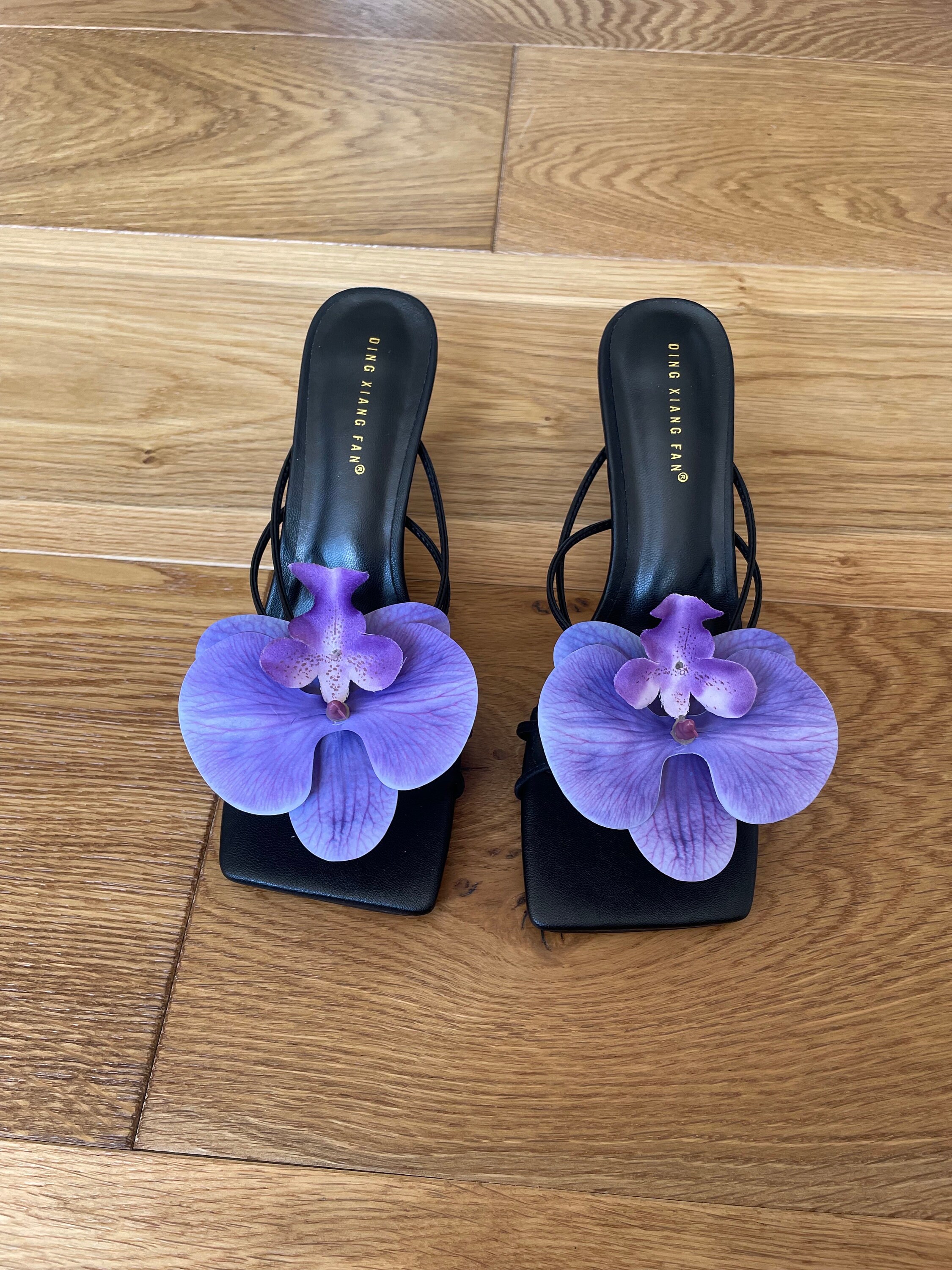 Indigo Orchid Flower Strappy Heels Sandals - Etsy