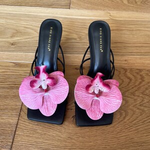 Soft Red Orchid Flower Heels Sandals - Etsy