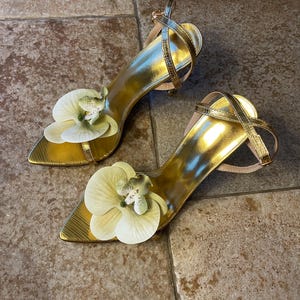 Matcha Green Orchid Gold Heels - Etsy