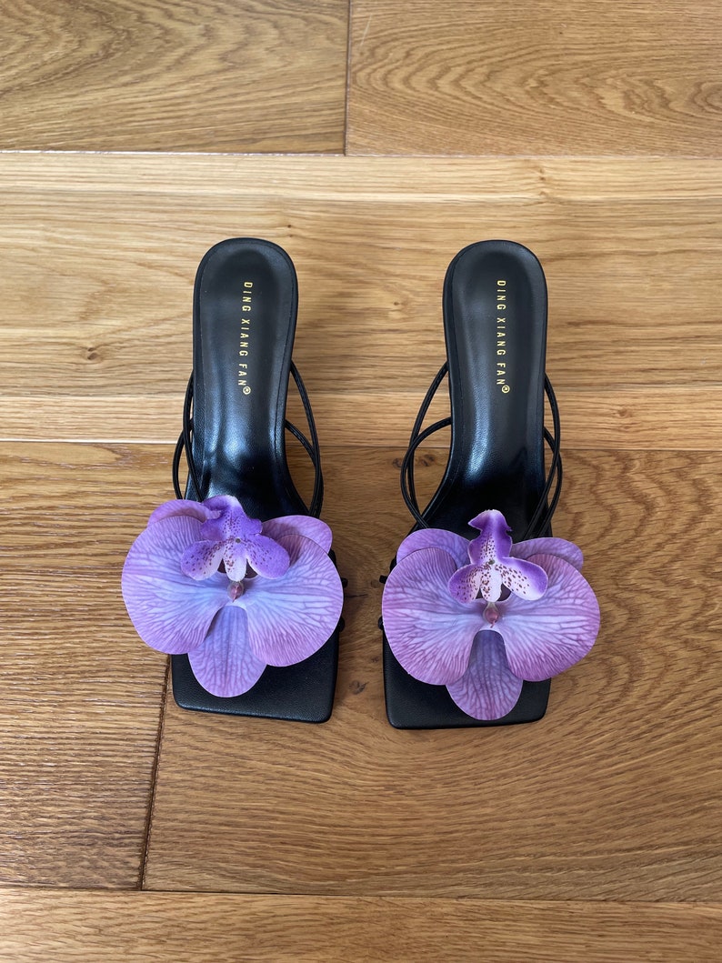 Royal Purple Orchid Flower Heels Sandals - Etsy