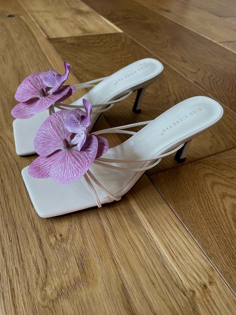 Mauve Orchid Flower Heels Sandals - Etsy