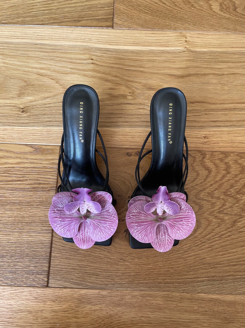 Mauve Orchid Flower Heels Sandals - Etsy