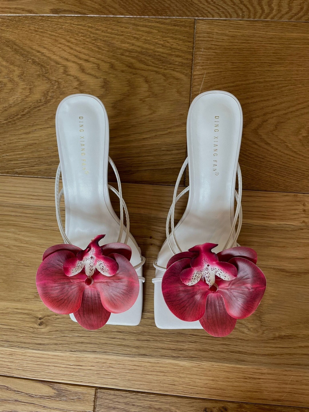 Red Orchid Flower Heels Sandals - Etsy