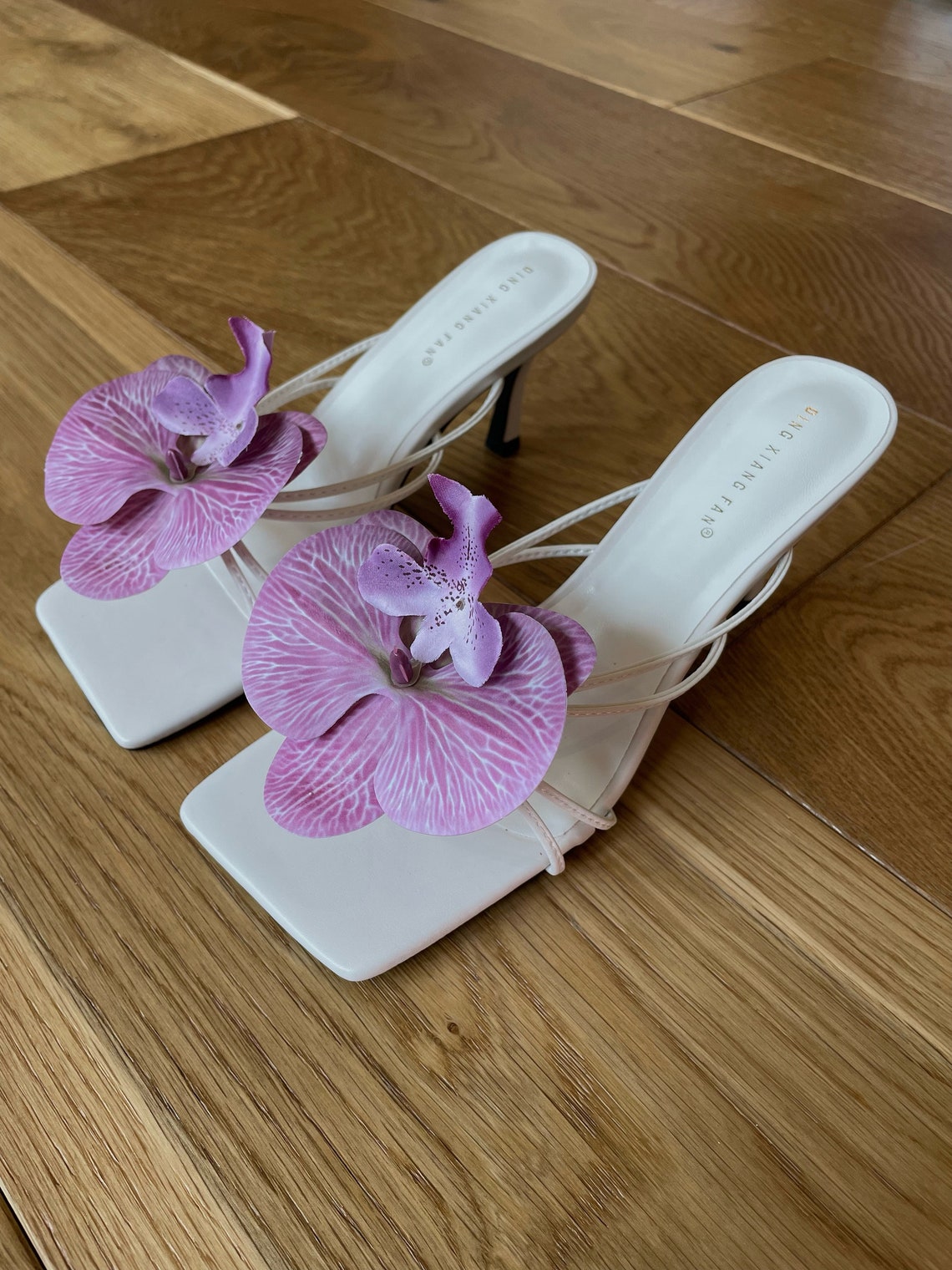Mauve Orchid Flower Heels Sandals - Etsy