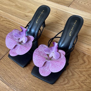 Mauve Orchid Flower Heels Sandals - Etsy