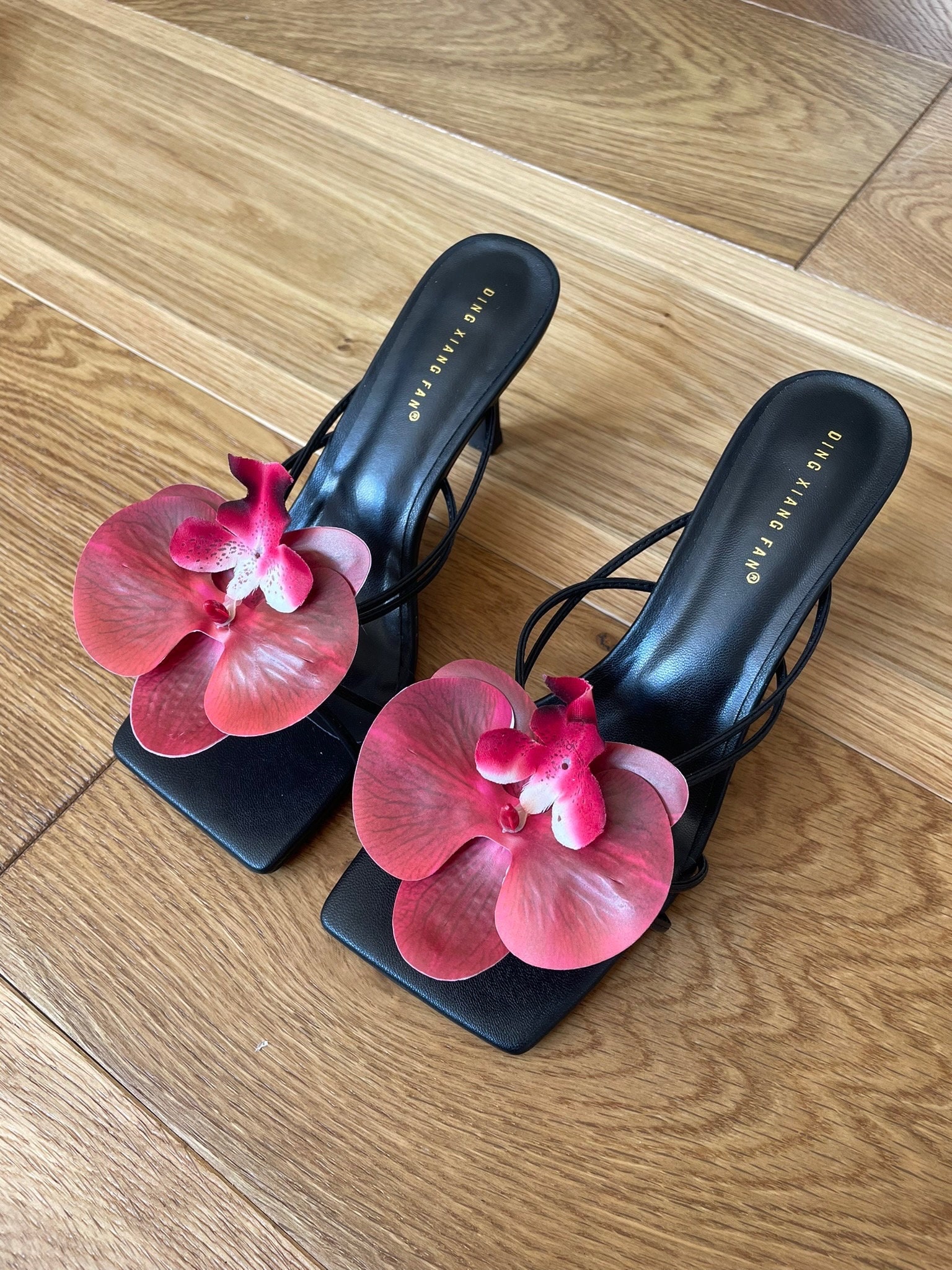 Red Orchid Flower Heels Sandals - Etsy