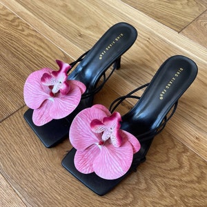 Soft Red Orchid Flower Heels Sandals - Etsy
