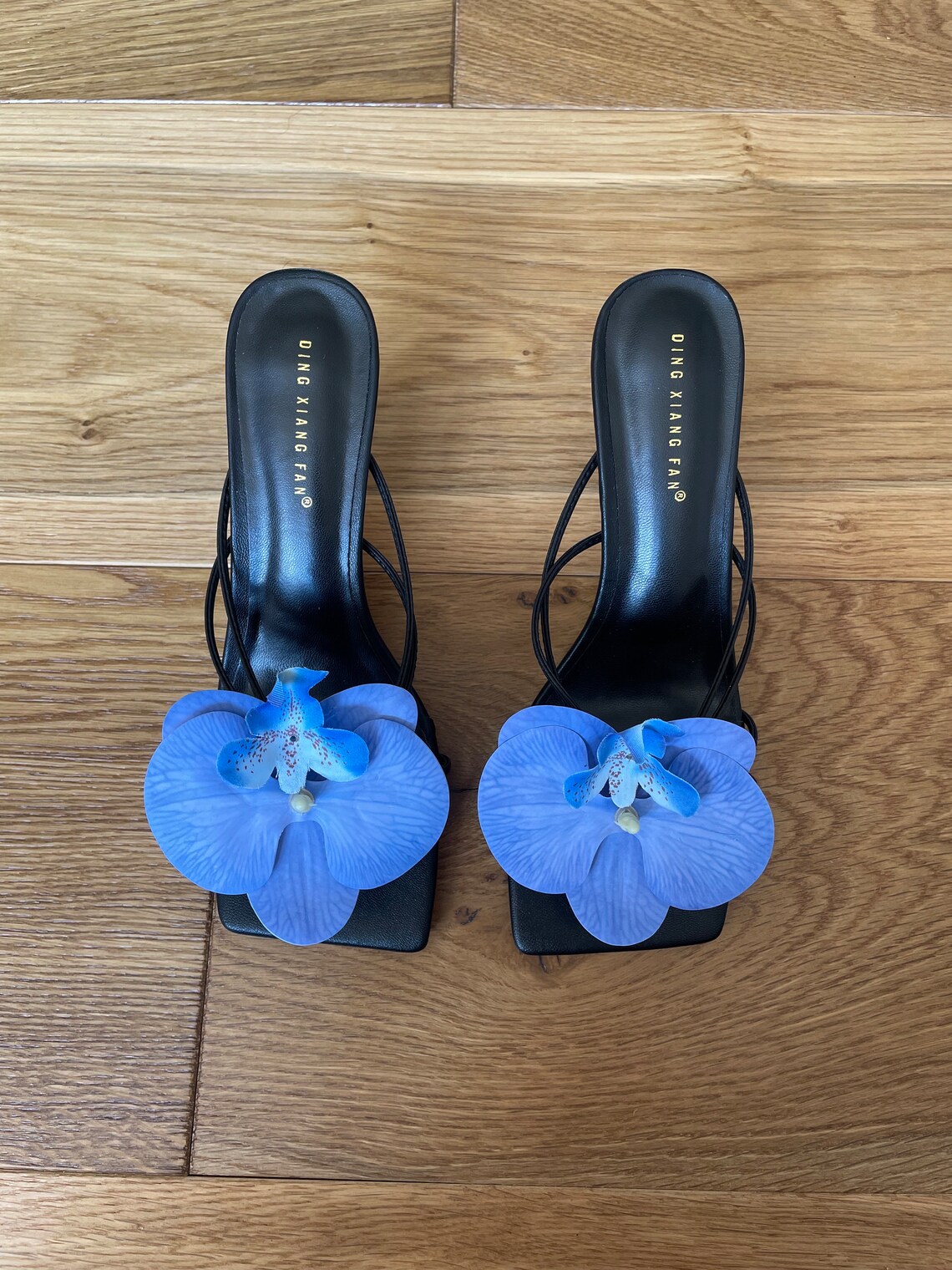 Blue Orchid Flower Heels Sandals - Etsy