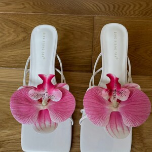 Bright Pink Orchid Flower Heels Sandals - Etsy