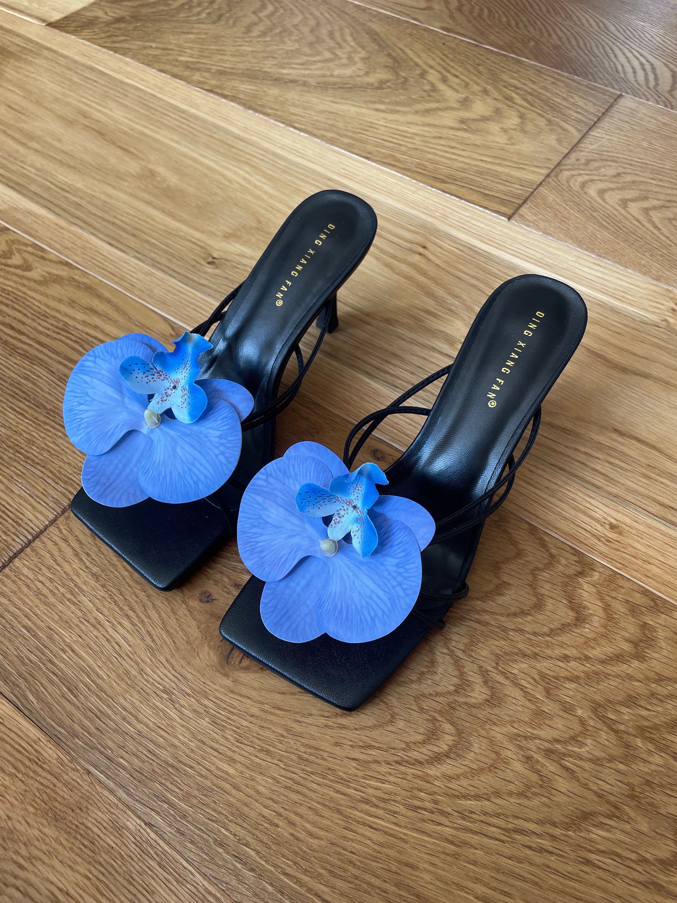 Blue Orchid Flower Heels Sandals - Etsy