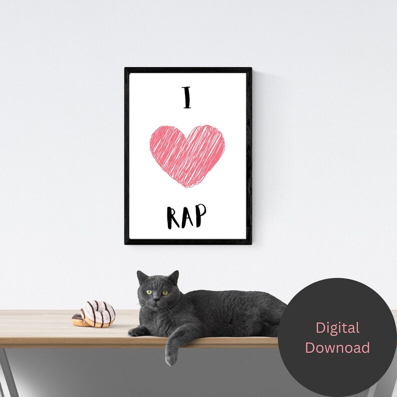 I LOVE RAP Wall Art Poster, Hip Hop Wall Art, Hip Hop Poster, Rap ...