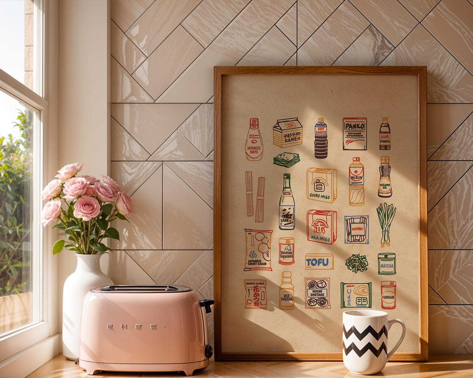 Japanese Pantry Printable Wall Art, Hand Drawn Tokyo Bistro Kitchen ...