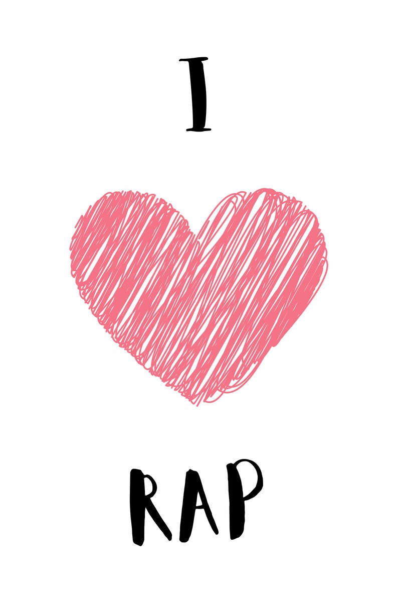 I LOVE RAP Wall Art Poster, Hip Hop Wall Art, Hip Hop Poster, Rap ...