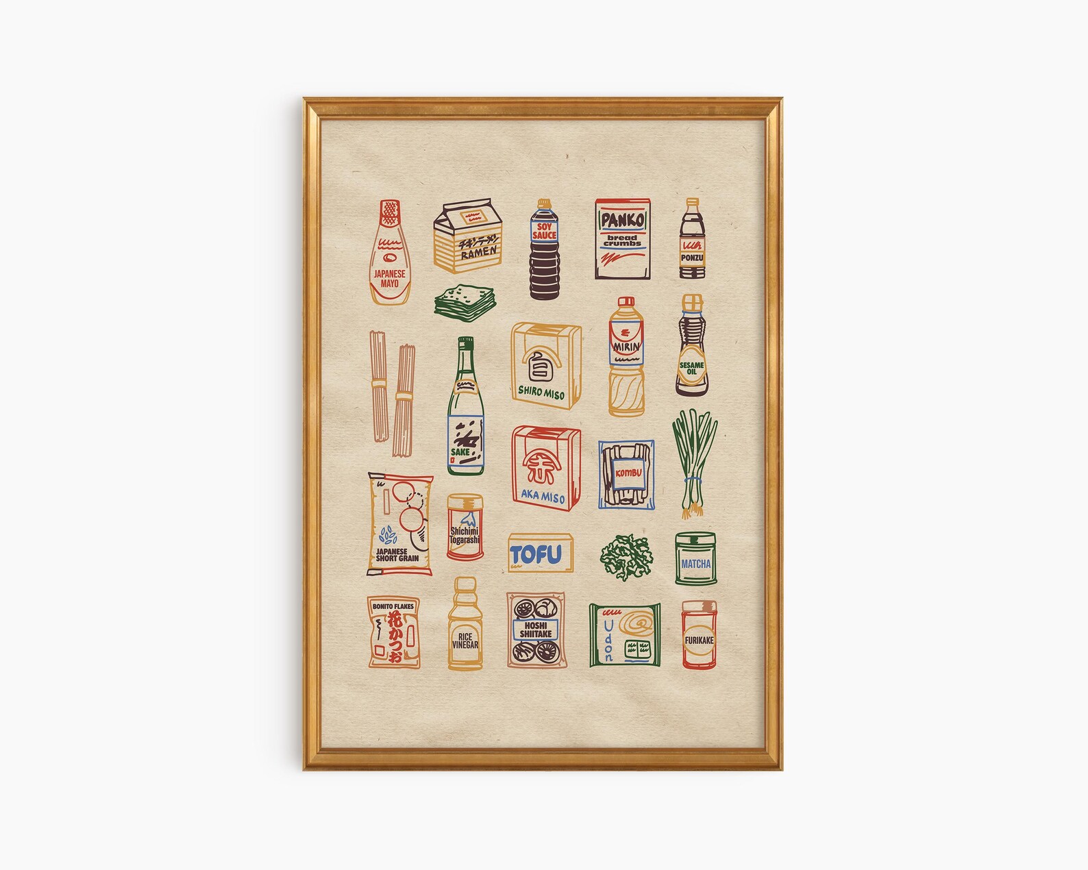 Japanese Pantry Printable Wall Art, Hand Drawn Tokyo Bistro Kitchen ...