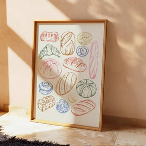 Hand Drawn Bread Art Print, Kitchen Wall Decor - Etsy