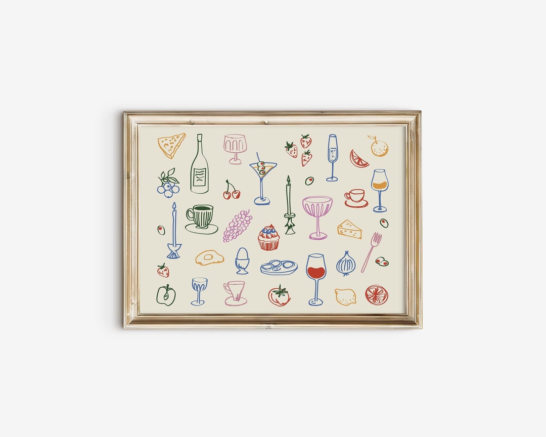 Landscape Cocktail Print, Food Art Poster for Kitchen, Unique Bar Cart ...