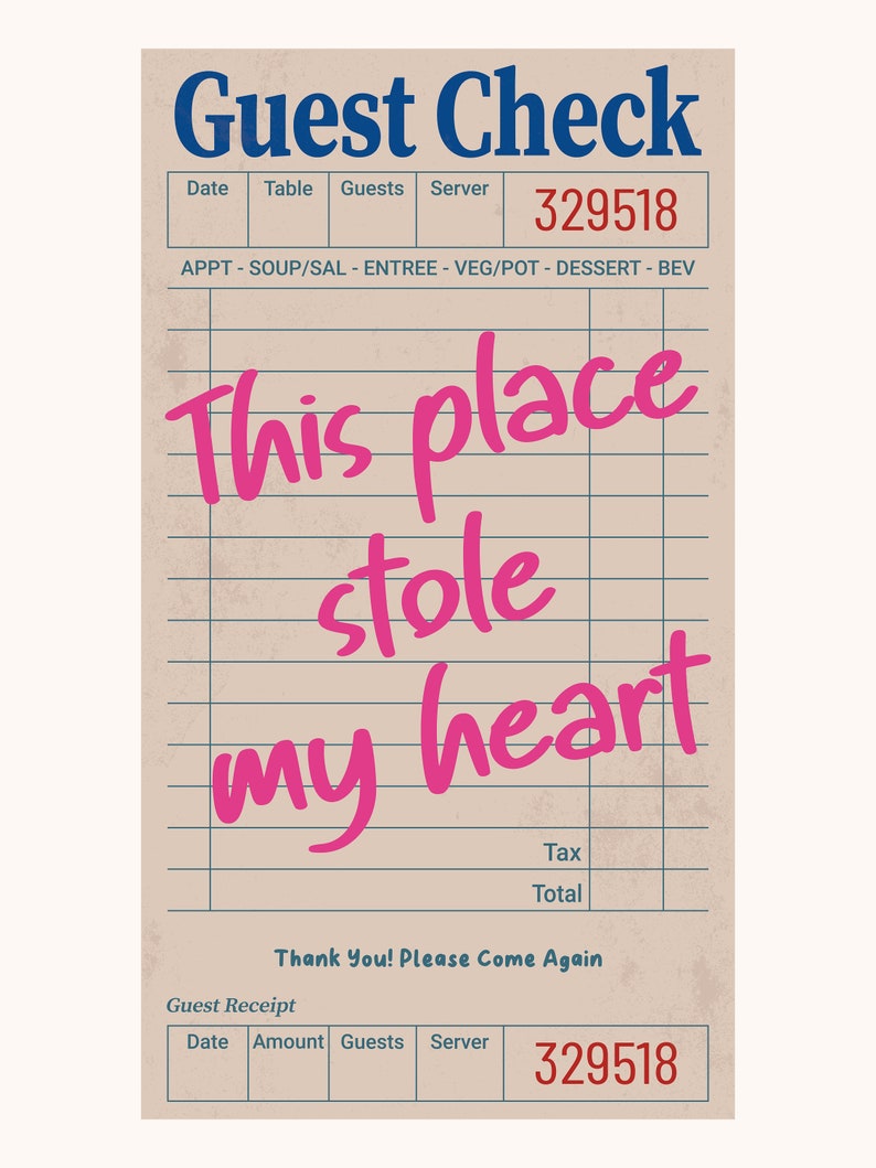 Guest Check Art for Unique Bar Cart Decor, Trendy Kitchen Wall Art ...