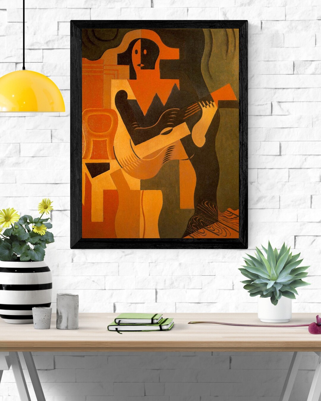 Harlequin With Guitar, Juan Gris, Cubist Vintage Wall Art, Abstract ...
