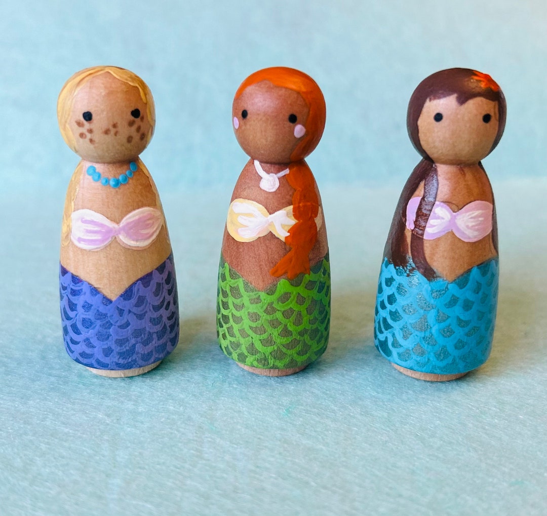 Mermaid Peg Doll Play Set - Etsy