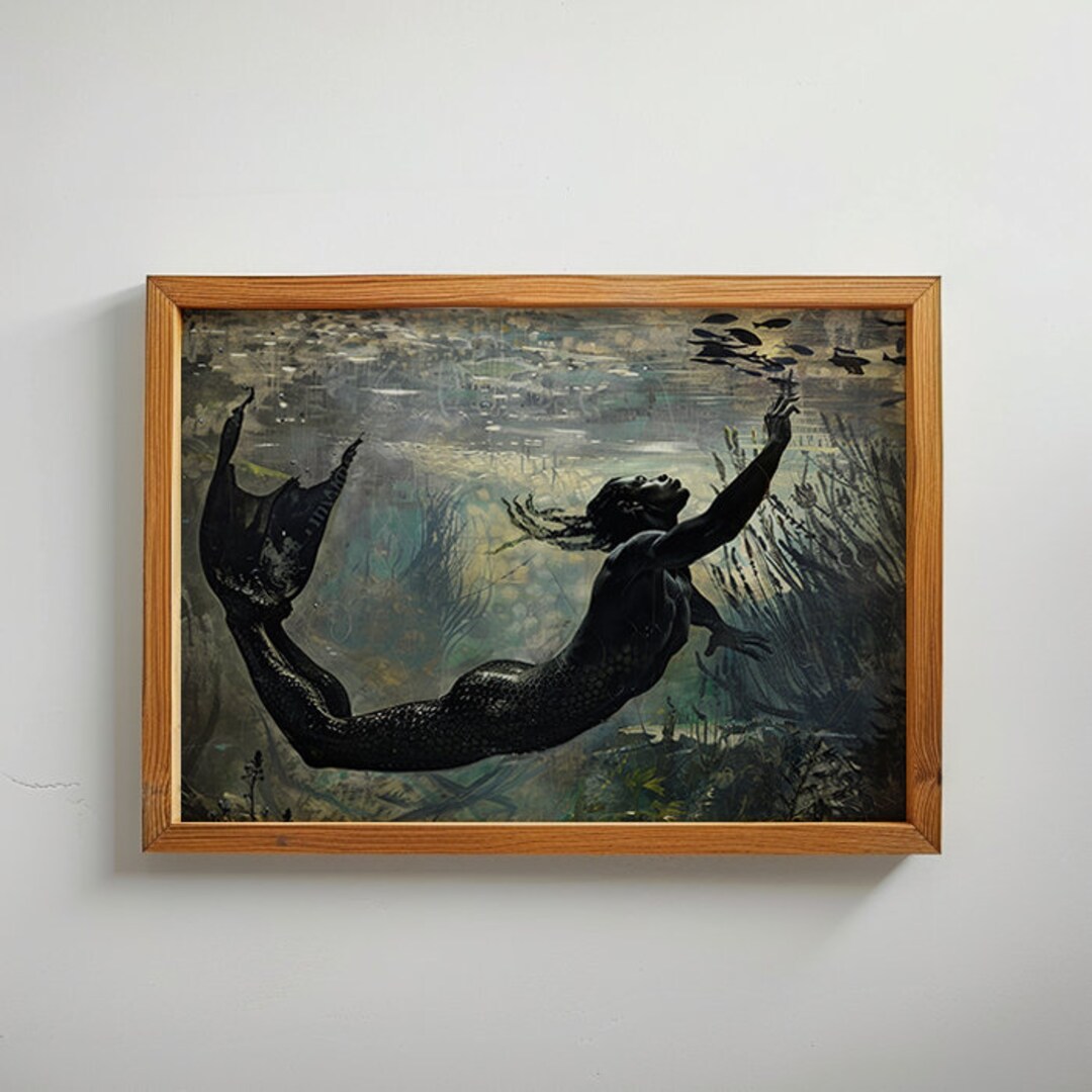 Beautiful Black Merman Swimming Underwater | Digital Download - Etsy