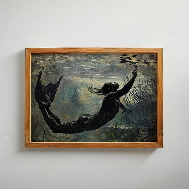 Beautiful Black Merman Swimming Underwater | Digital Download - Etsy