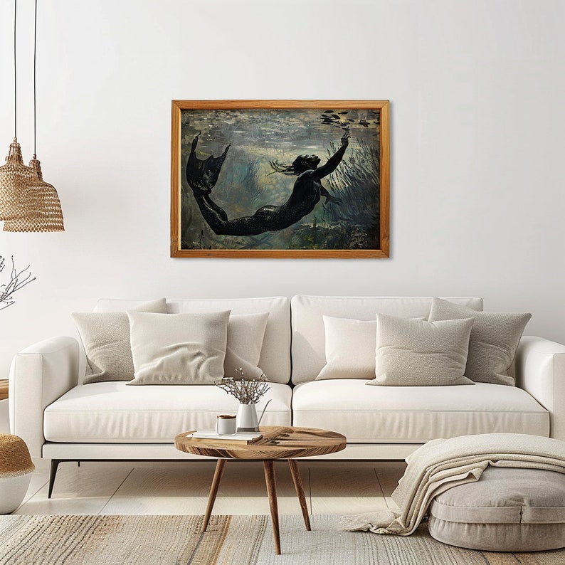 Beautiful Black Merman Swimming Underwater | Digital Download - Etsy
