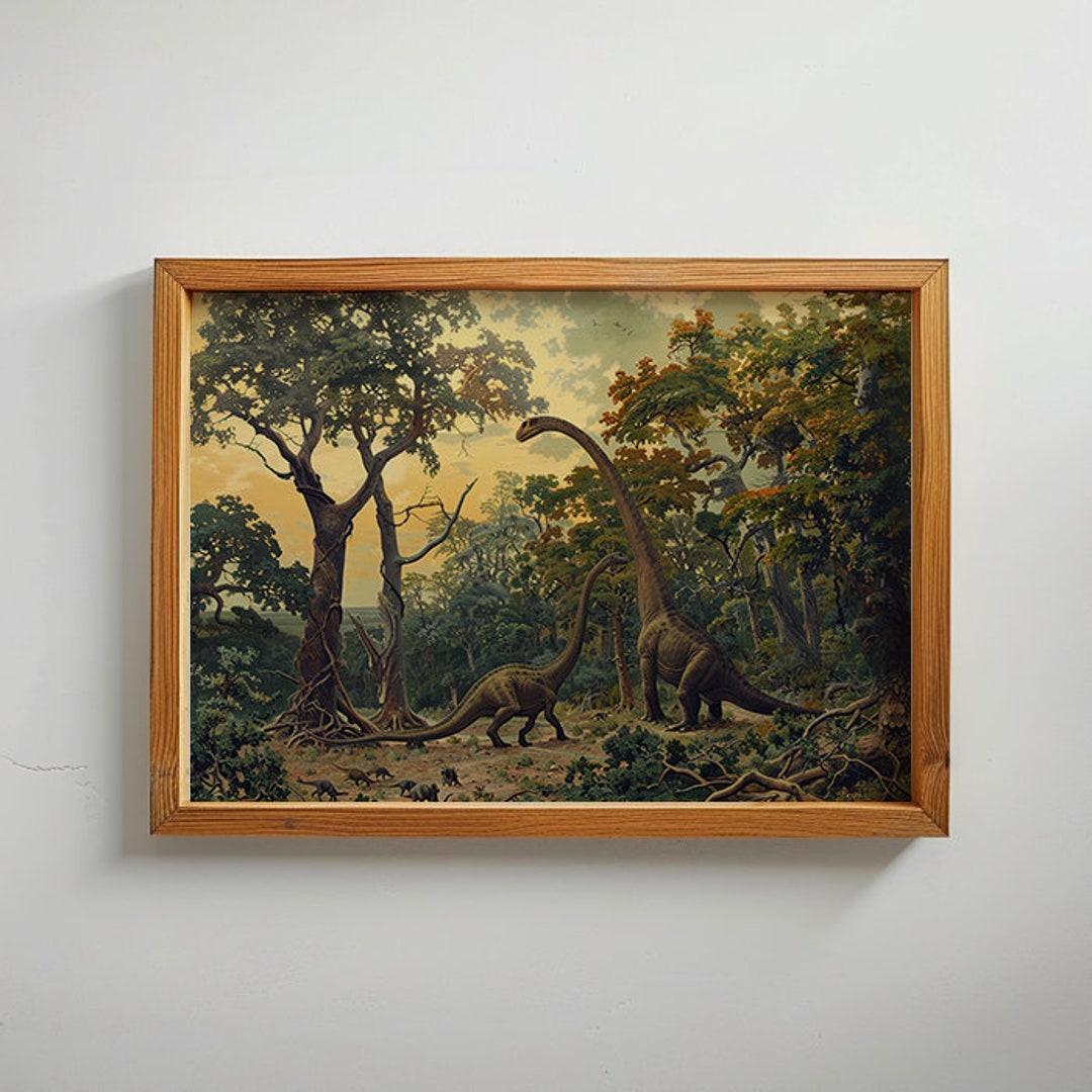 Brontosaurus Long Neck Dinosaurs Grazing the Tree Tops of a Forest ...