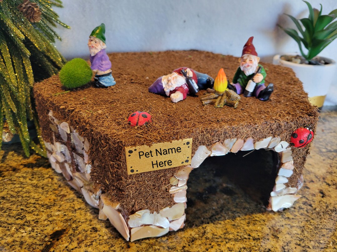 Reptile Hide Gnome Fairy Garden Enrichment Handmade Custom Snake House ...