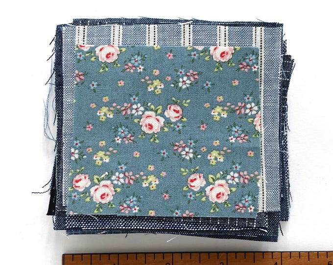 Tiny Blue Fabric Scraps: SMALL Pieces of Fabric Pieces in Solids ...