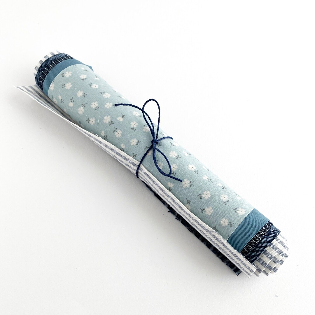 Blue Fabric Pieces for Slow Stitching Projects, Patchwork, Visible ...