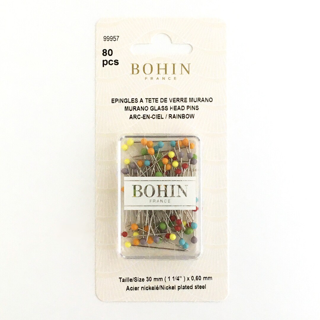 Glass Head Pins in Multi Color: Bohin France Fine Sewing Pins With a ...