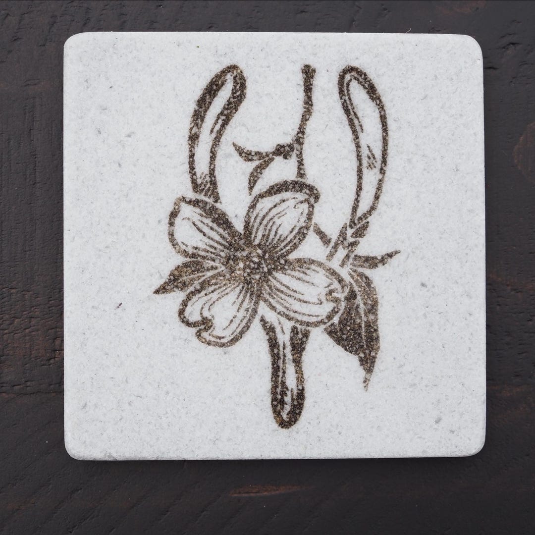Recycled Solar Panel Coaster: Flower & Bone Artwork, Sustainable Home ...