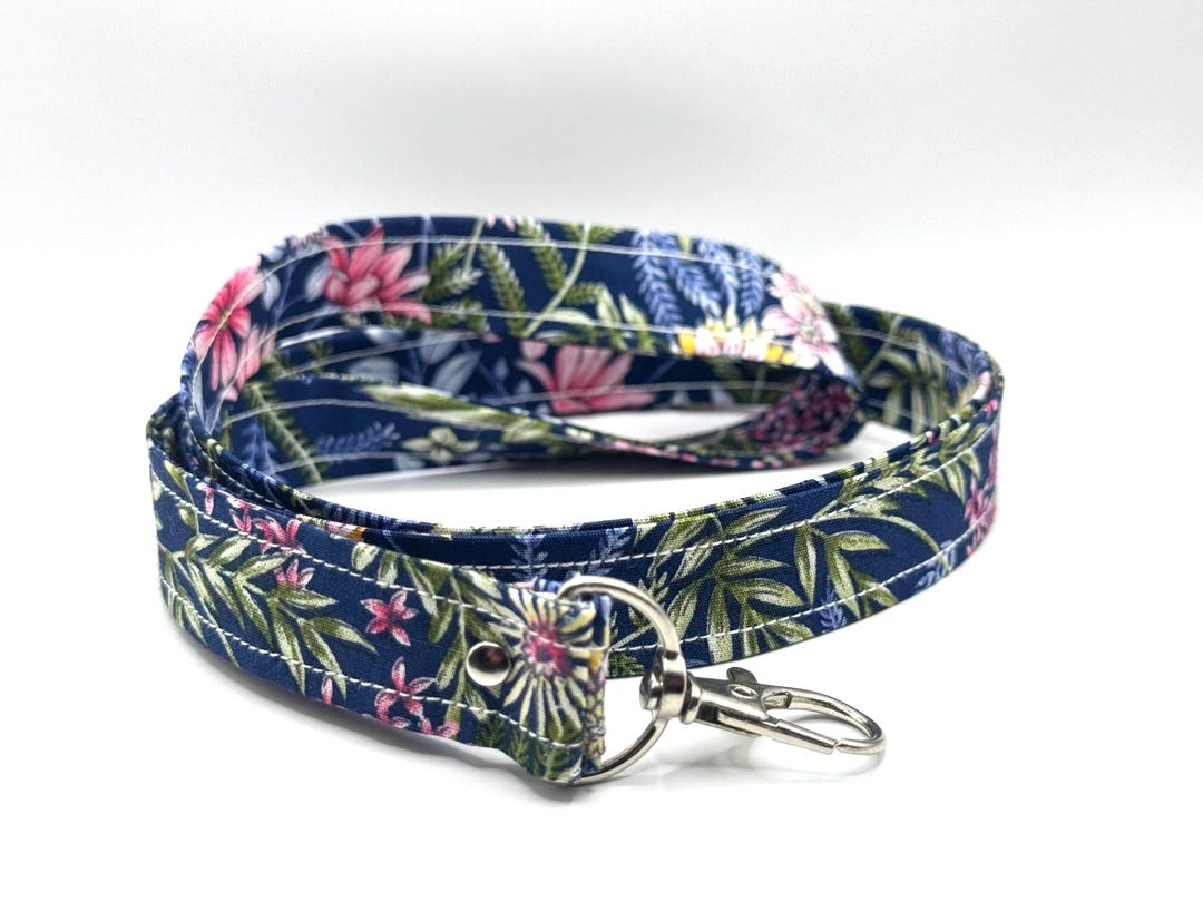 Navy Garden Floral Lanyard Keycord Neck Strap ID Card Holder Key Chain ...