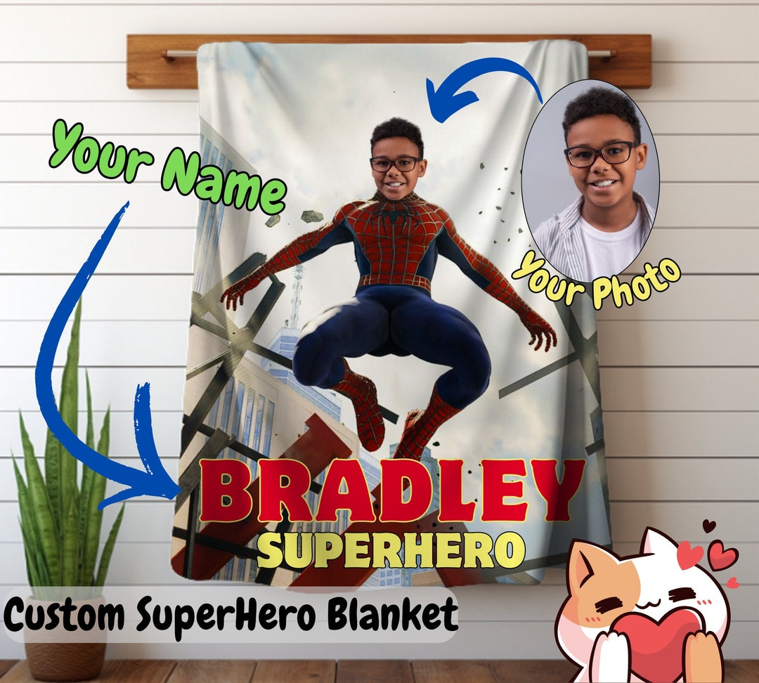 Custom Blanket Personalized Superhero Arctic Fleece Blanket With Face ...